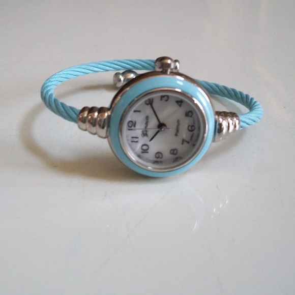 Geneva | Accessories | Women Number Dial Blue Cable Band Fashion Bangle ...